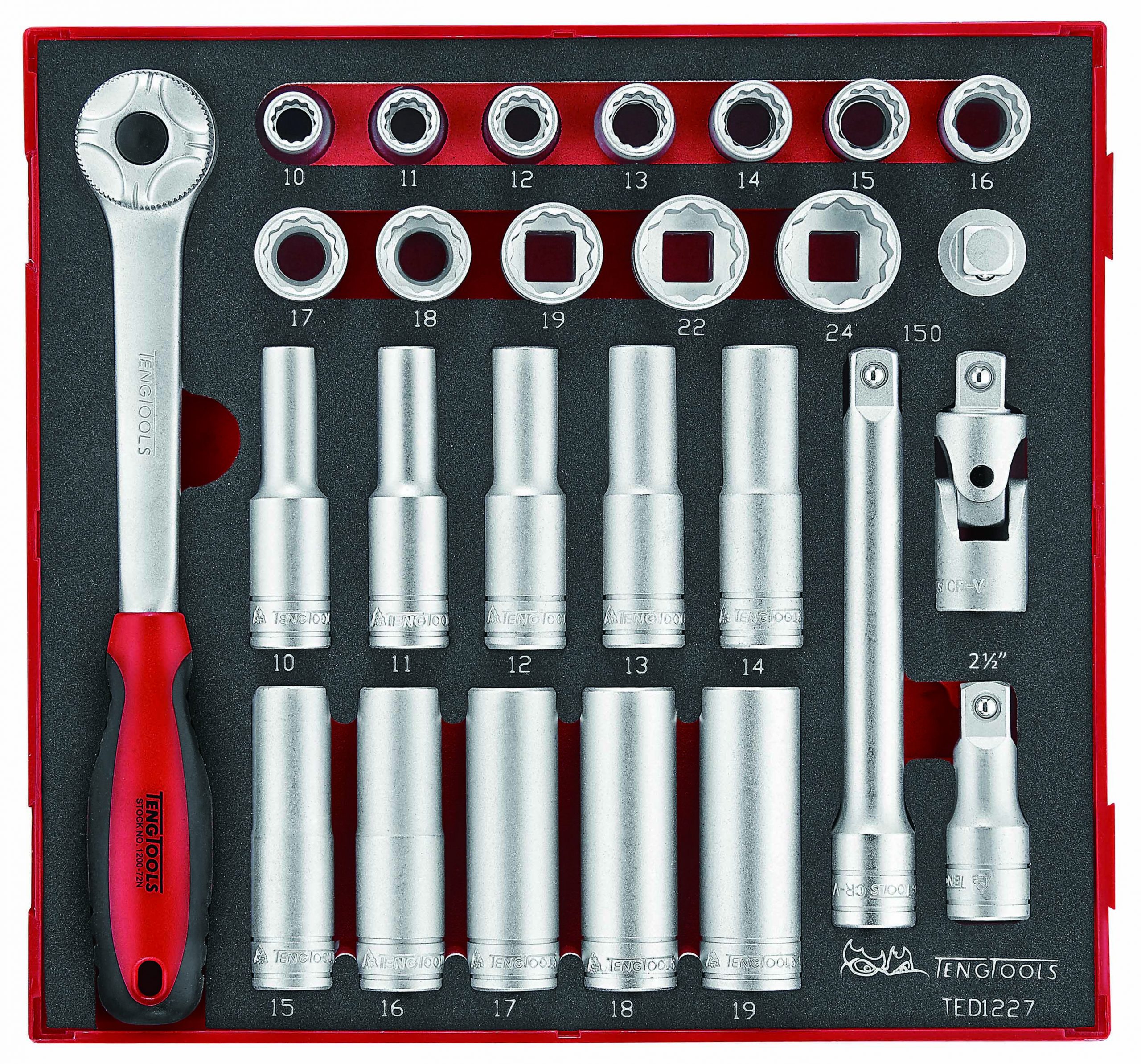 1/2" Socket Set 12 pt FOAM2 27 Pieces - East Coast Bearings Ltd